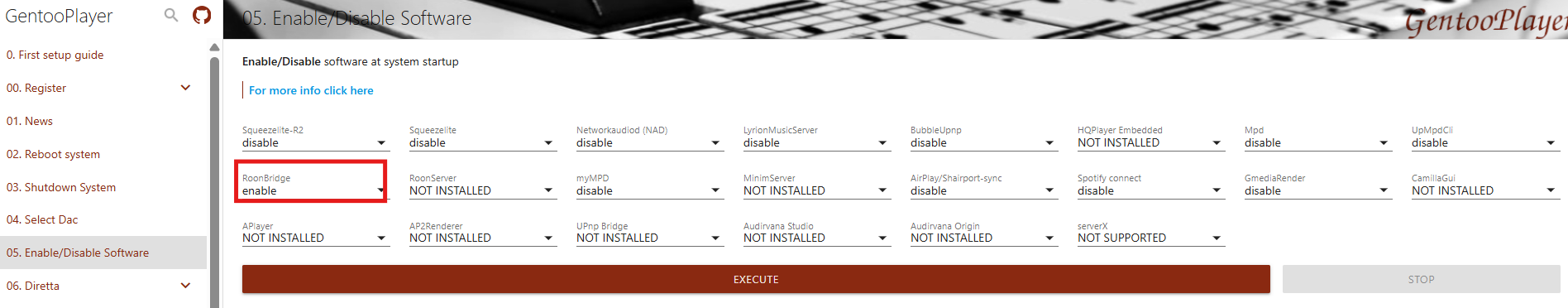 Mano ULTRA - How do I configure Gentoo Player ? | Magna Hifi