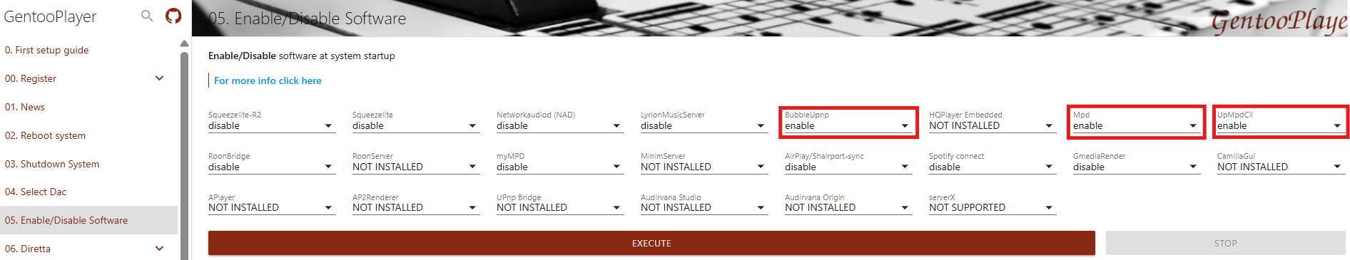 Mano ULTRA - How do I configure Gentoo Player ? | Magna Hifi
